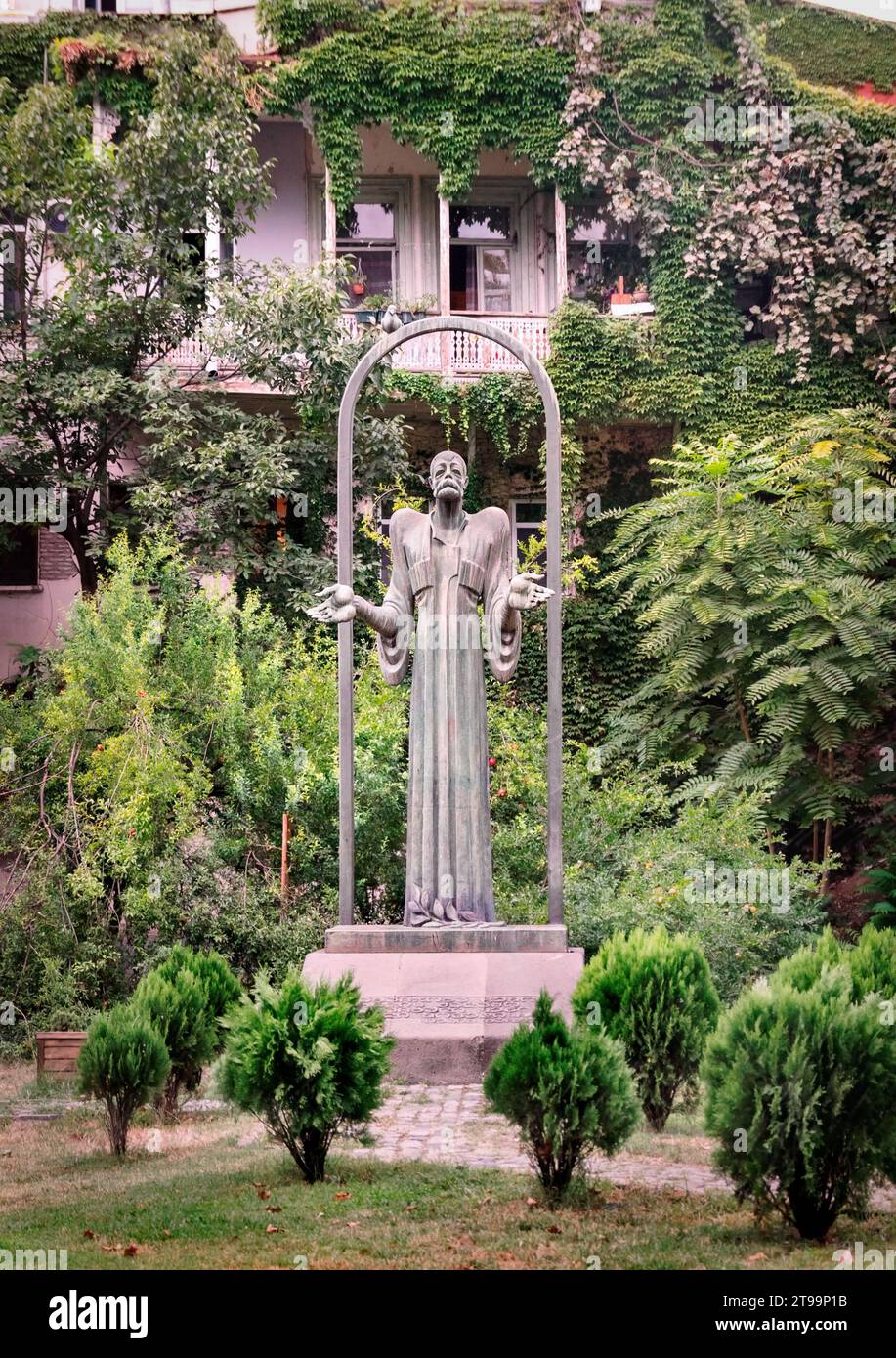 Tbilisi, Georgia - 08 29 2023: A bronze statue of the Georgian poet ...