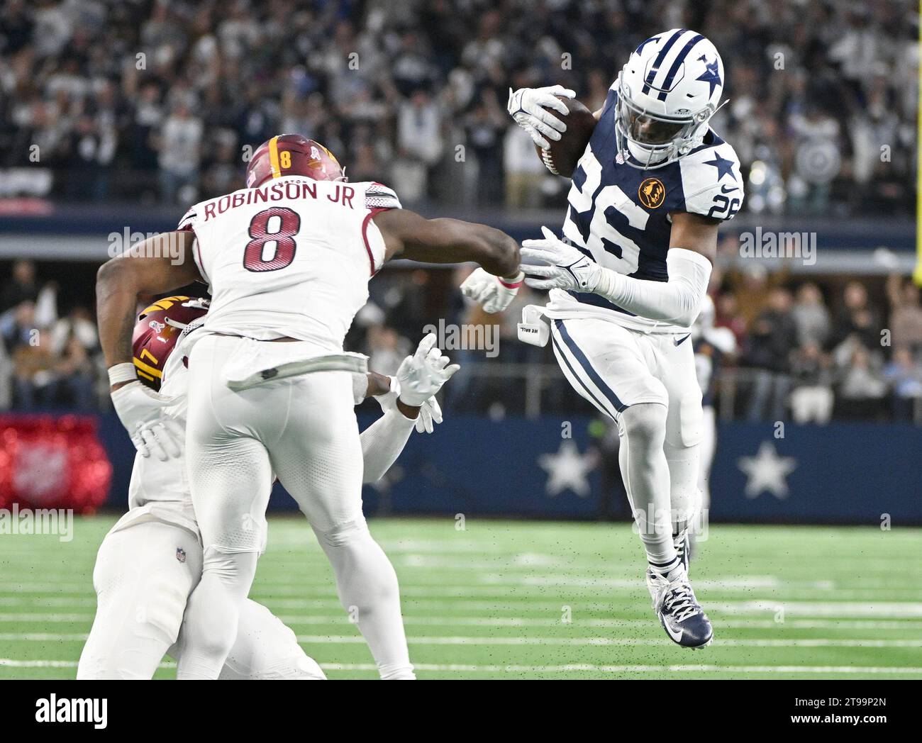 Dallas Cowboys DaRon Bland runs for a 63-yard interception return for a ...
