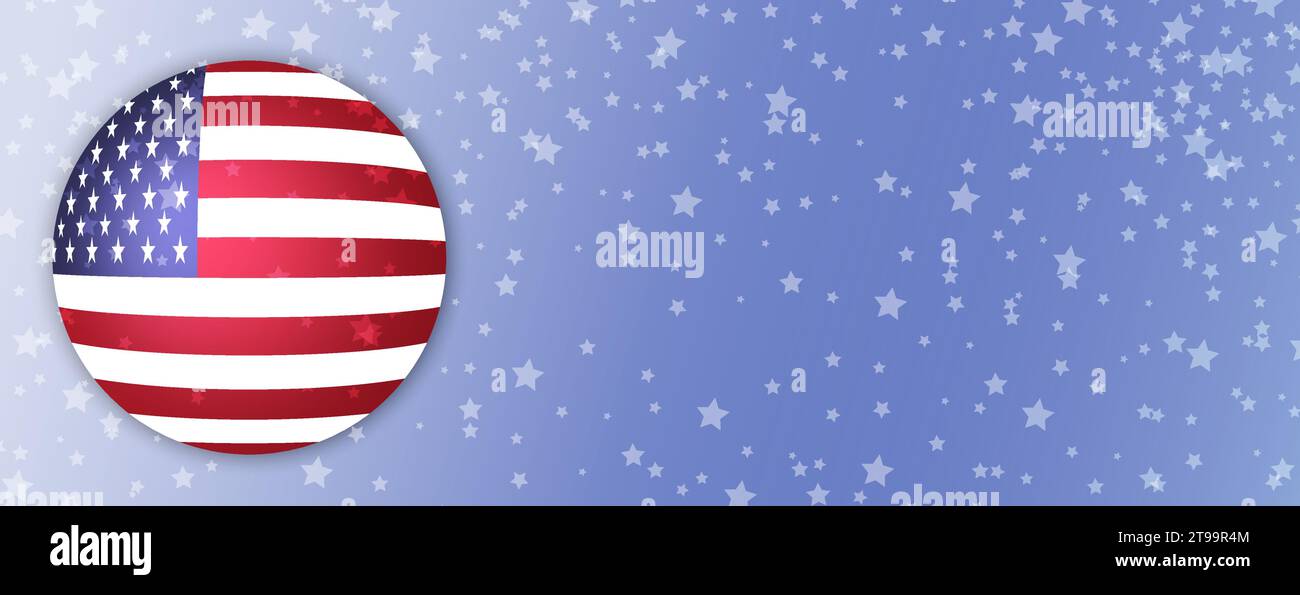United States creative web banner. USA round flag vector background ...