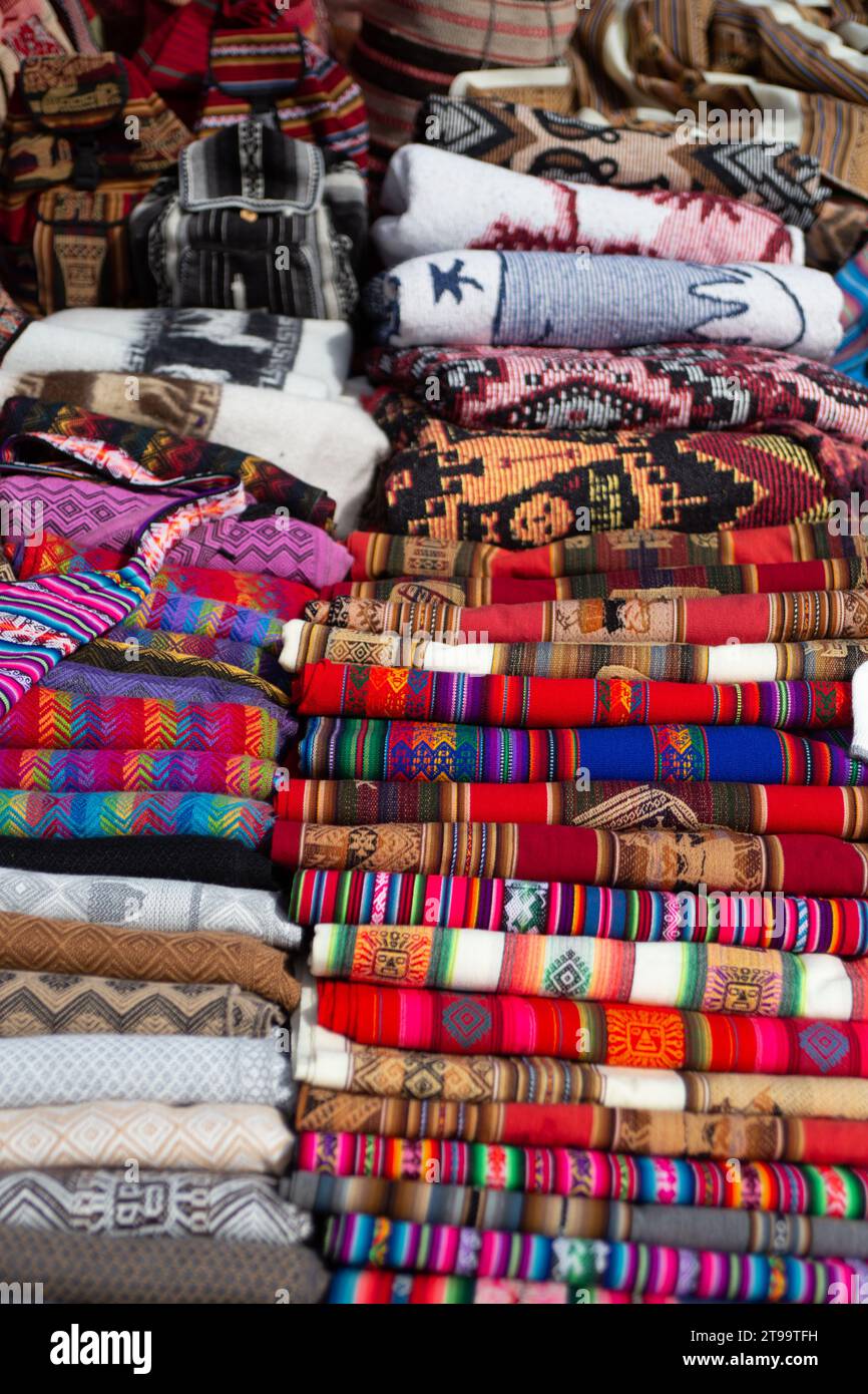 Wooven cloths for sale at a village Stock Photo - Alamy