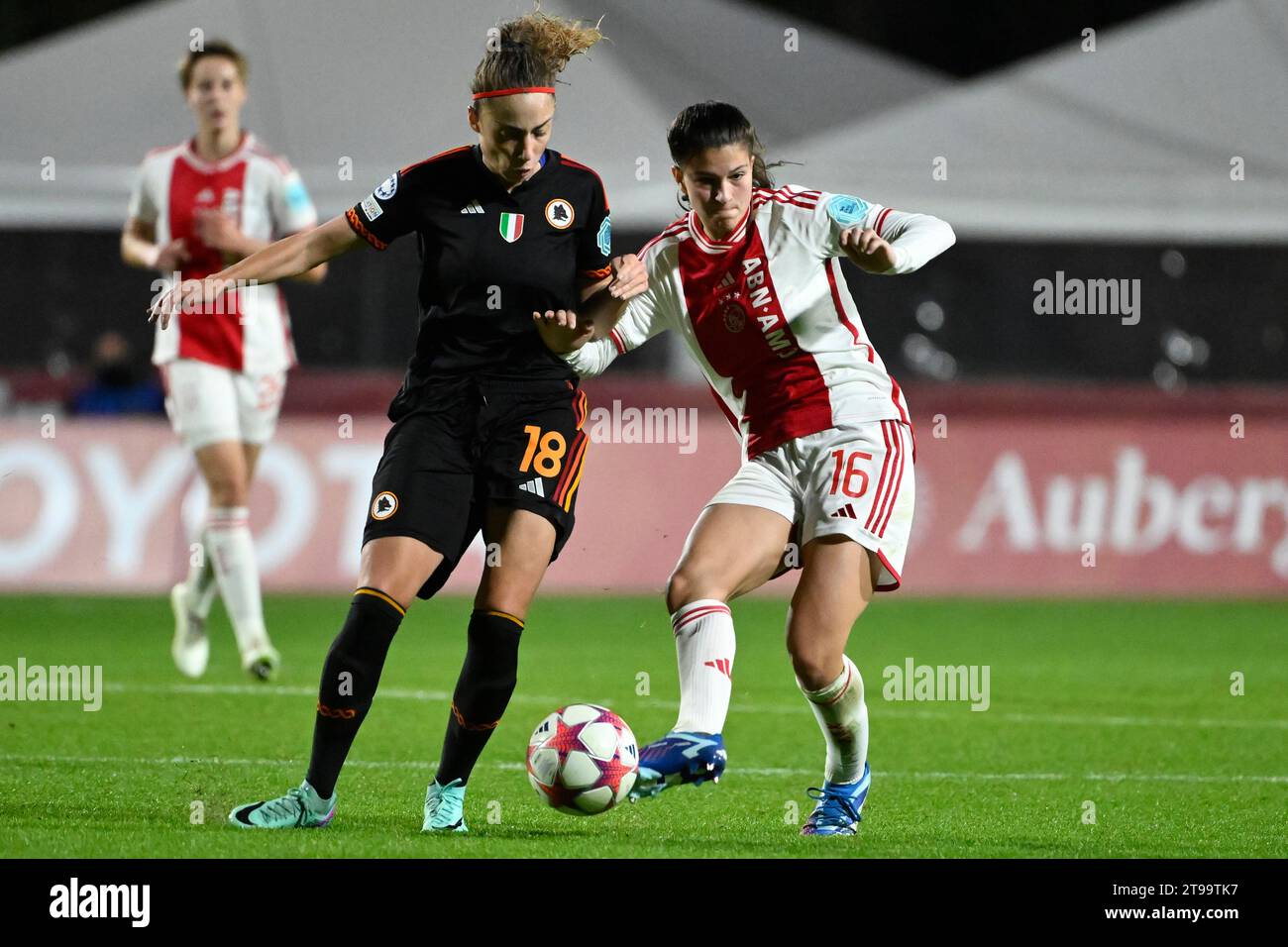 Benedetta Glionna of AS Roma and Danique Noordman of Ajax compete for ...