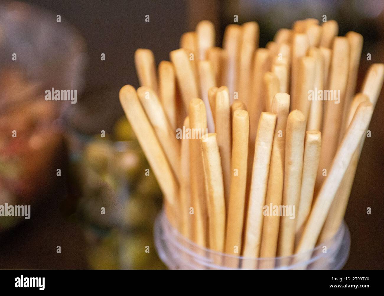 A bunch of bread sticks that will be used for various dips Stock Photo ...