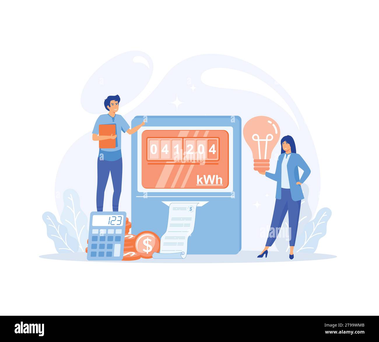 Male and female characters are paying utilities together, Concept of ...