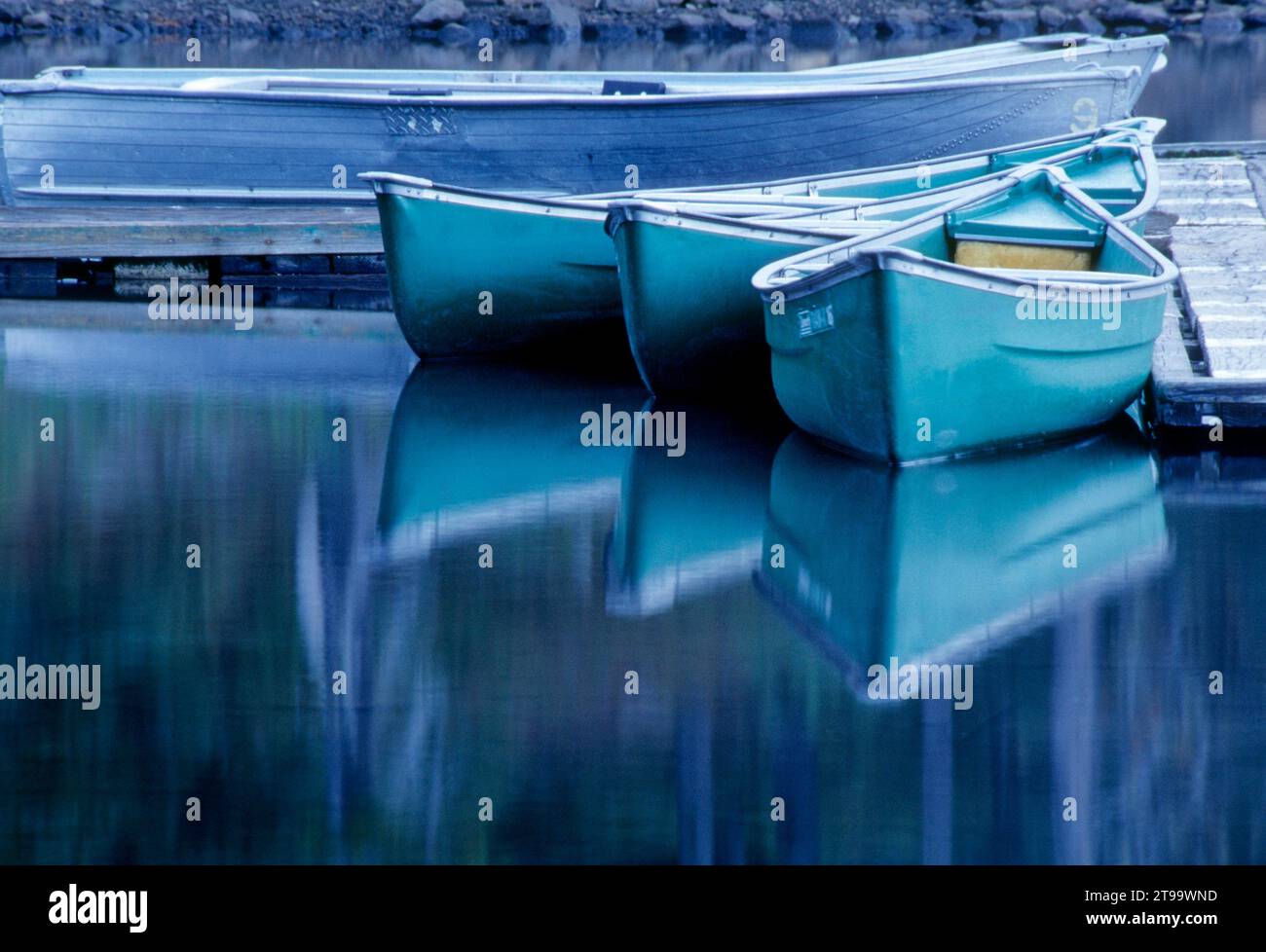 Canoes at dock at Olallie Lake Resort, Olallie Lake Scenic Area, Mt ...