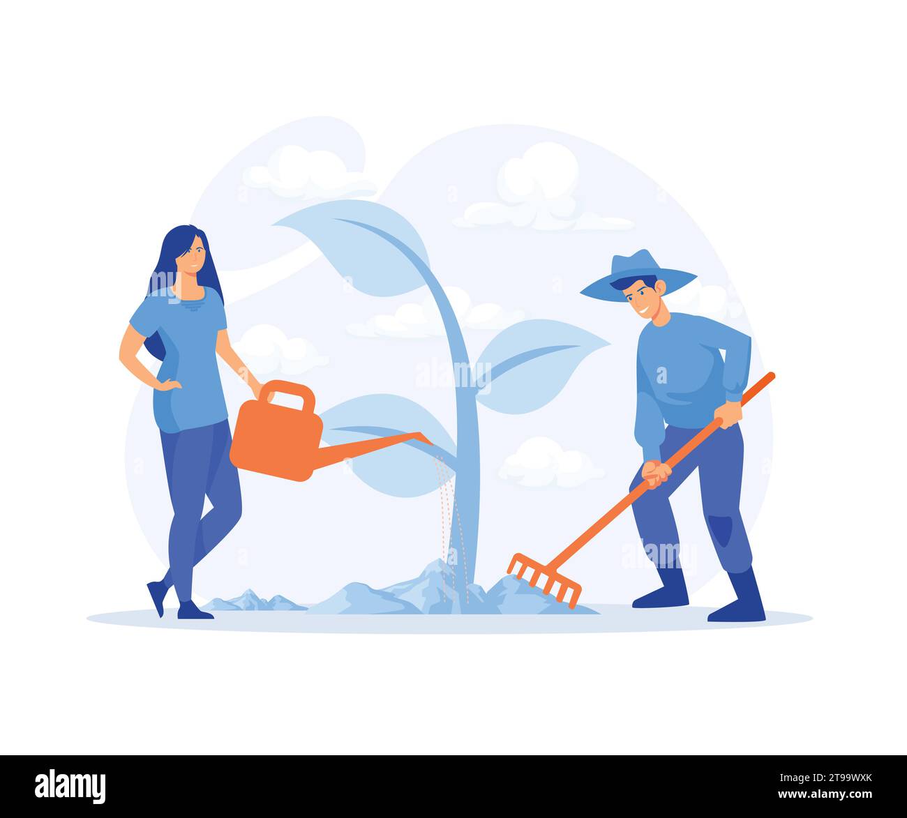 World Environment Day, people grow plants, doing farming job - watering ...