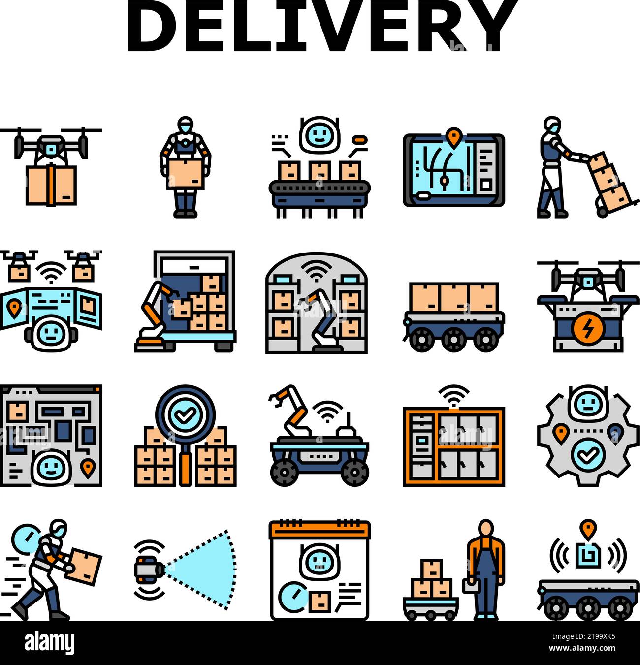 delivery autonomous robot icons set vector Stock Vector Image & Art - Alamy