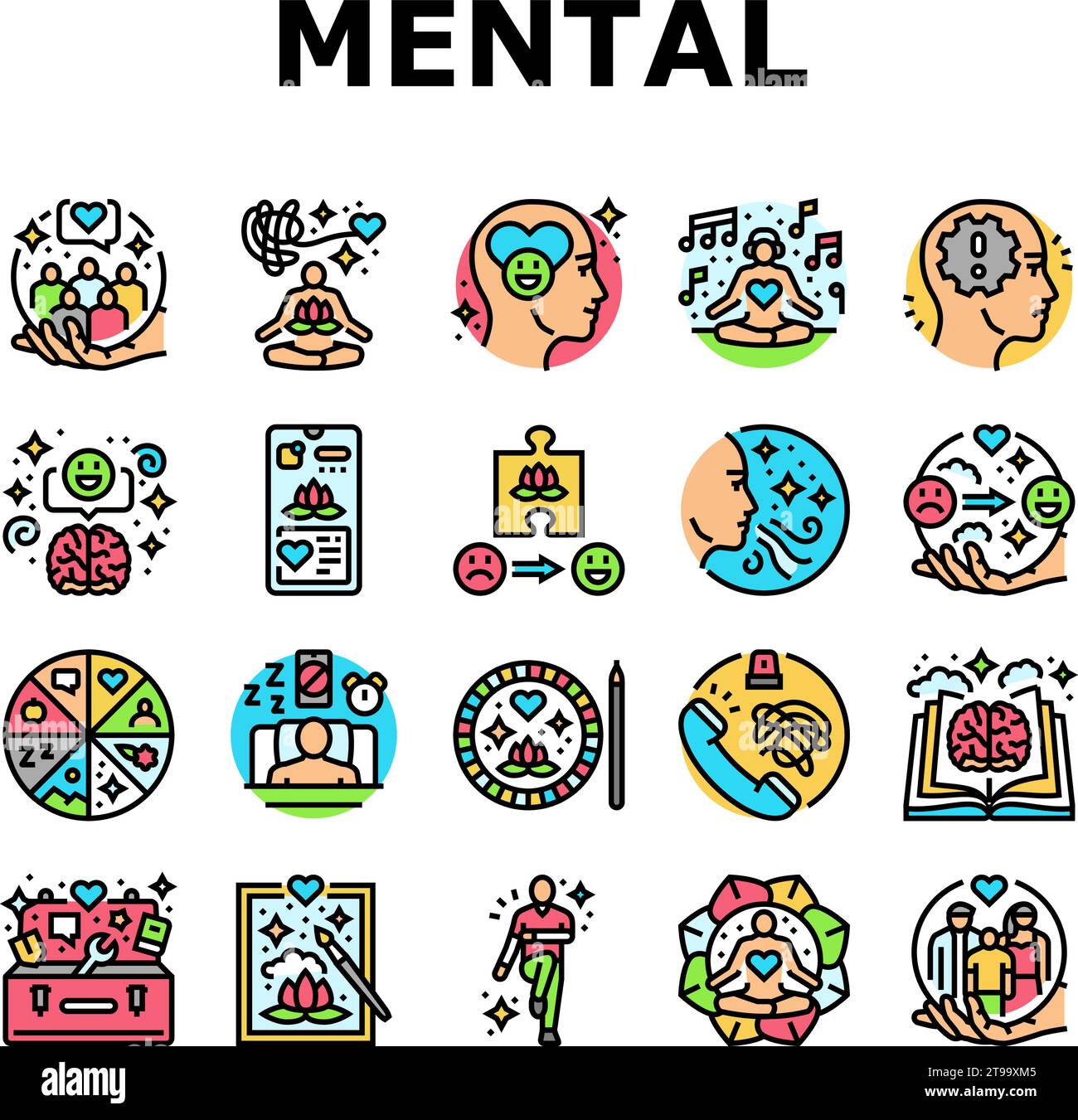 Mental wellness vector pack hi-res stock photography and images - Alamy