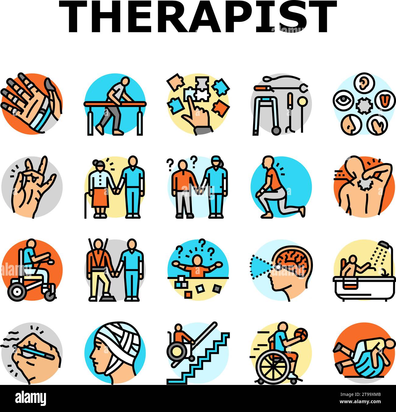 occupational therapist health icons set vector Stock Vector Image & Art ...