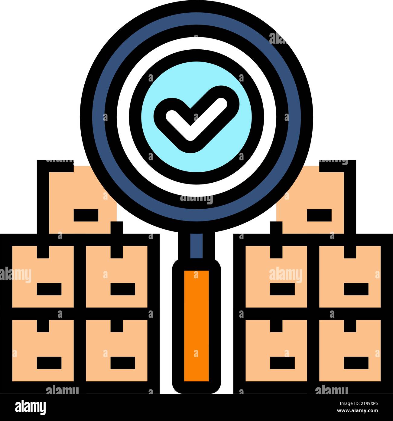 cargo inspection autonomous delivery color icon vector illustration ...