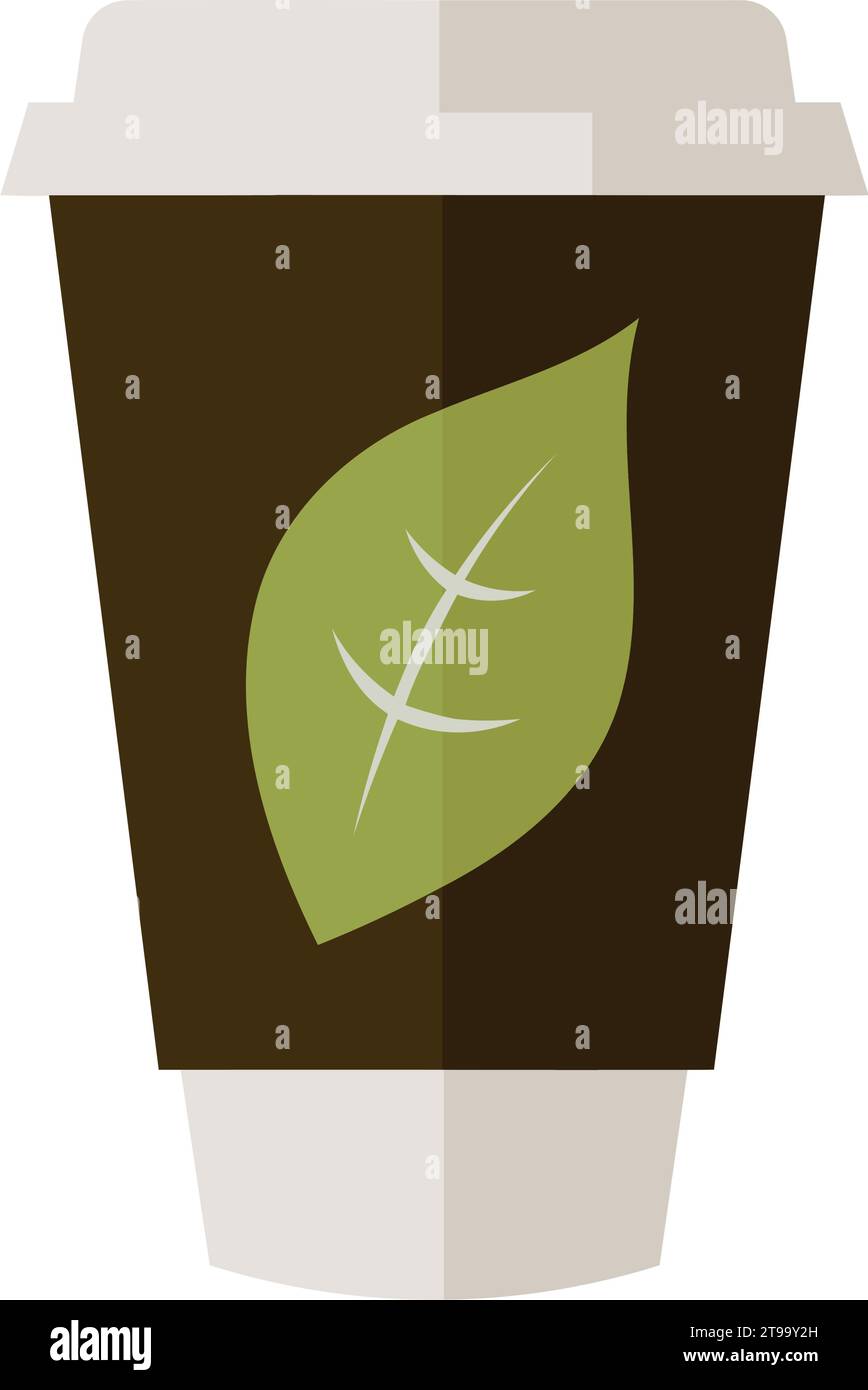 reusable coffee cup with leaf Stock Vector Image & Art - Alamy
