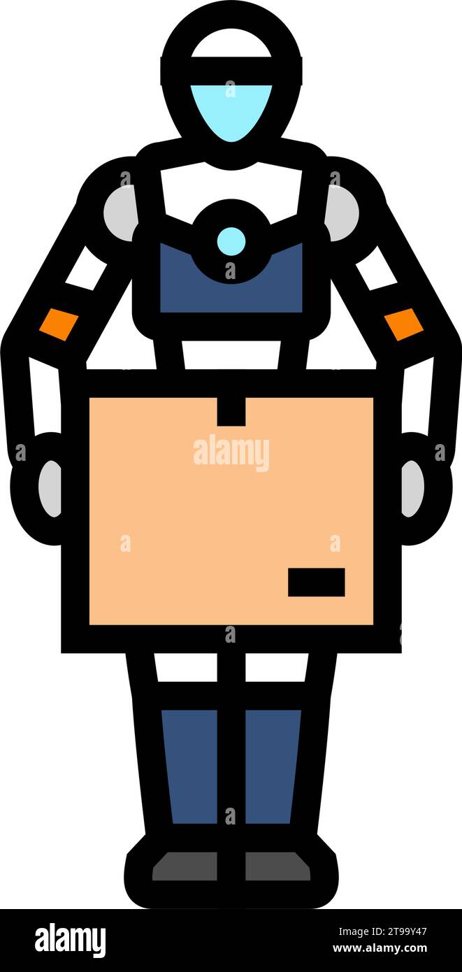 robot courier autonomous delivery color icon vector illustration Stock ...