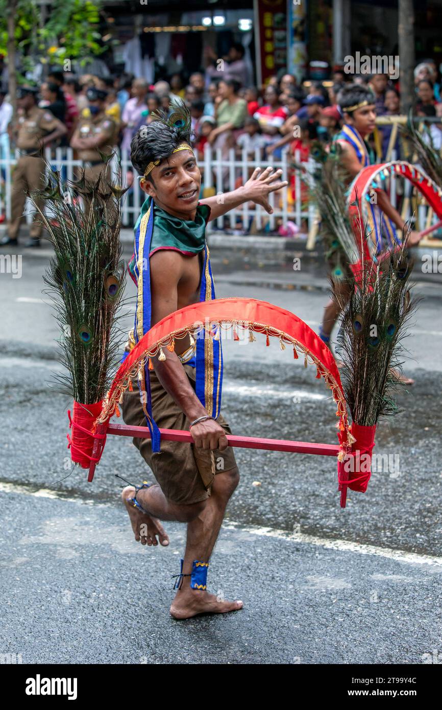 Hindu Kavadi Dancers perform along the streets of Kandy in Sri Lanka ...