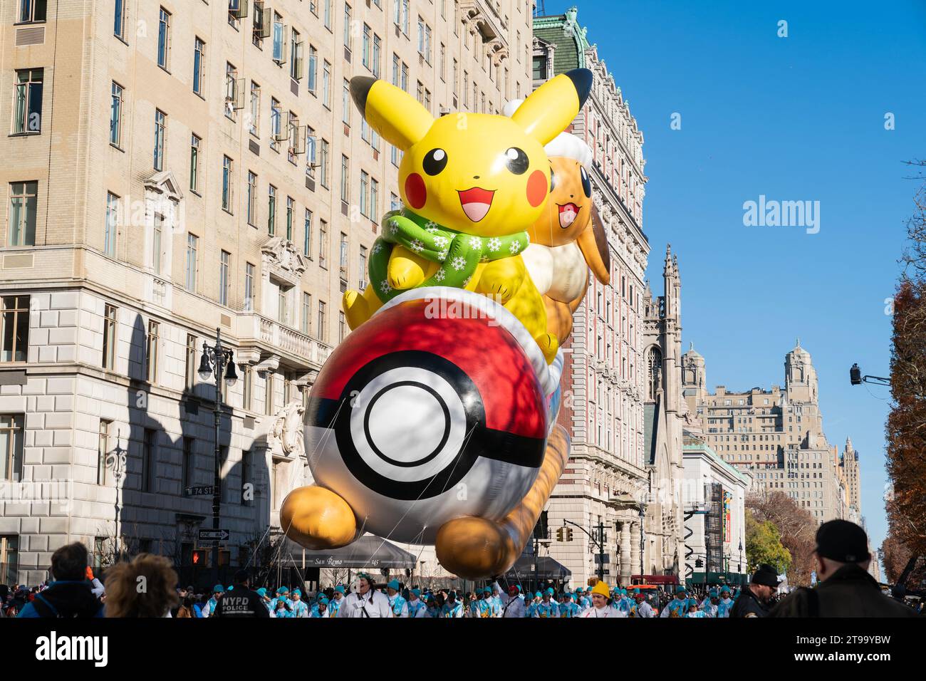 Pokemon Pikachu and Eevee balloon flown during 97th annual 2023 Macy's ...
