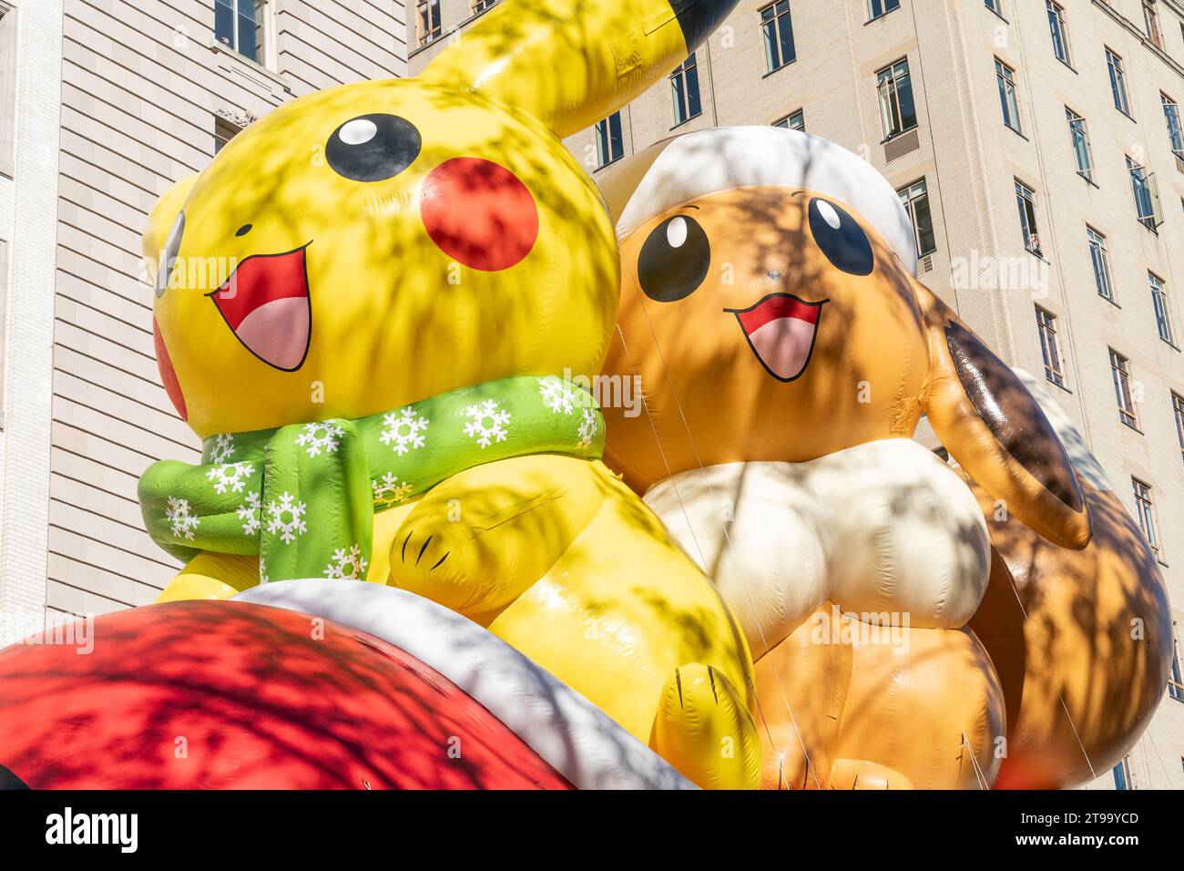 Pokemon Pikachu and Eevee balloon flown during 97th annual 2023 Macy's ...