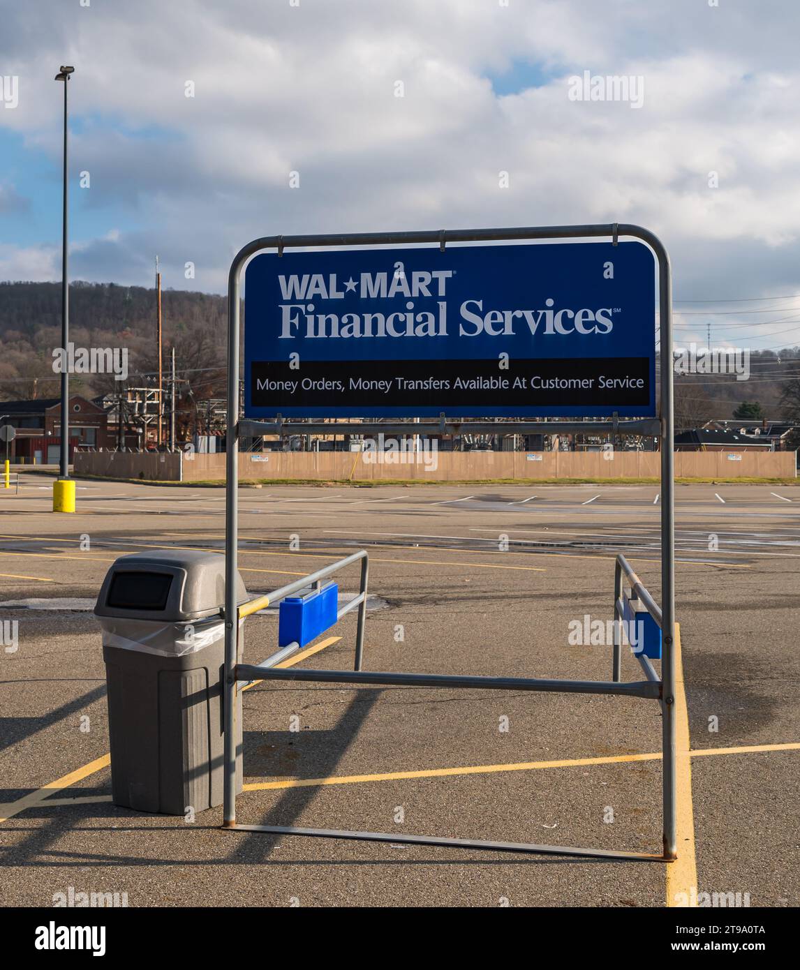 A cart return station in the Walmart parking lot on Market Street with ...