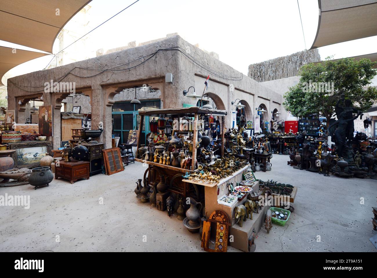 Antiques and 2nd hand items displayed in an antique shop in Old Dubai ...