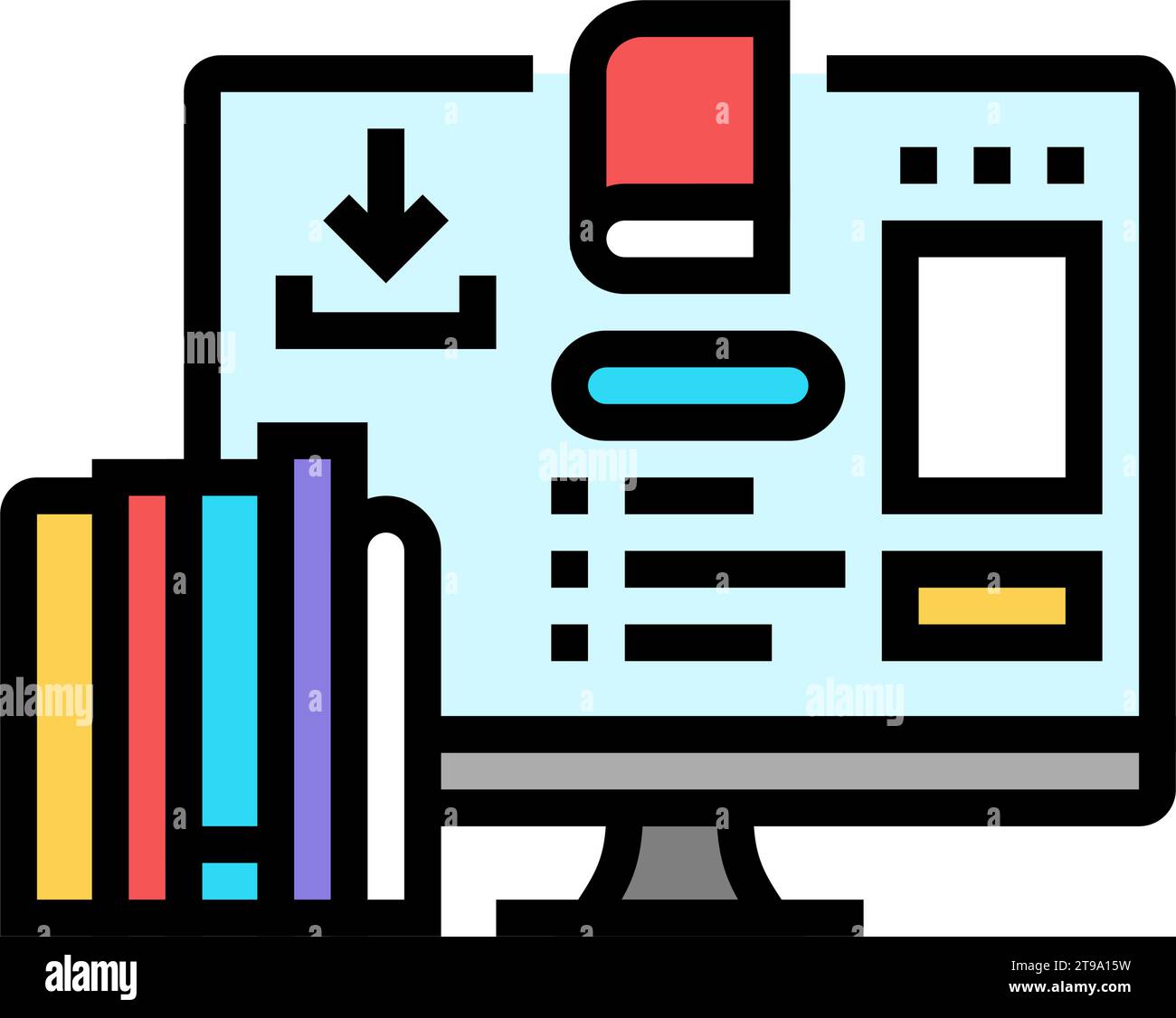study materials online learning platform color icon vector illustration ...