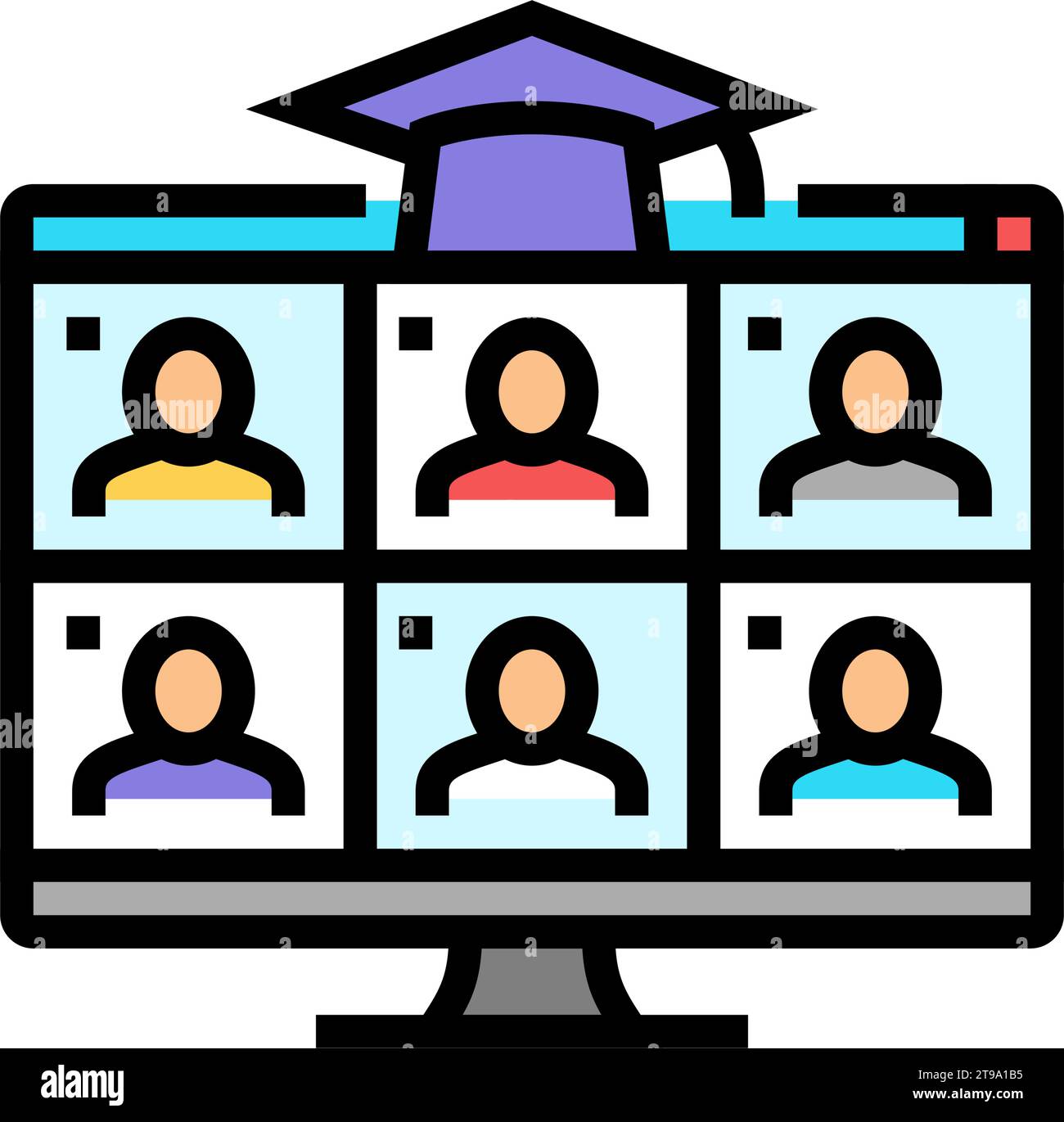 virtual classroom online learning platform color icon vector ...