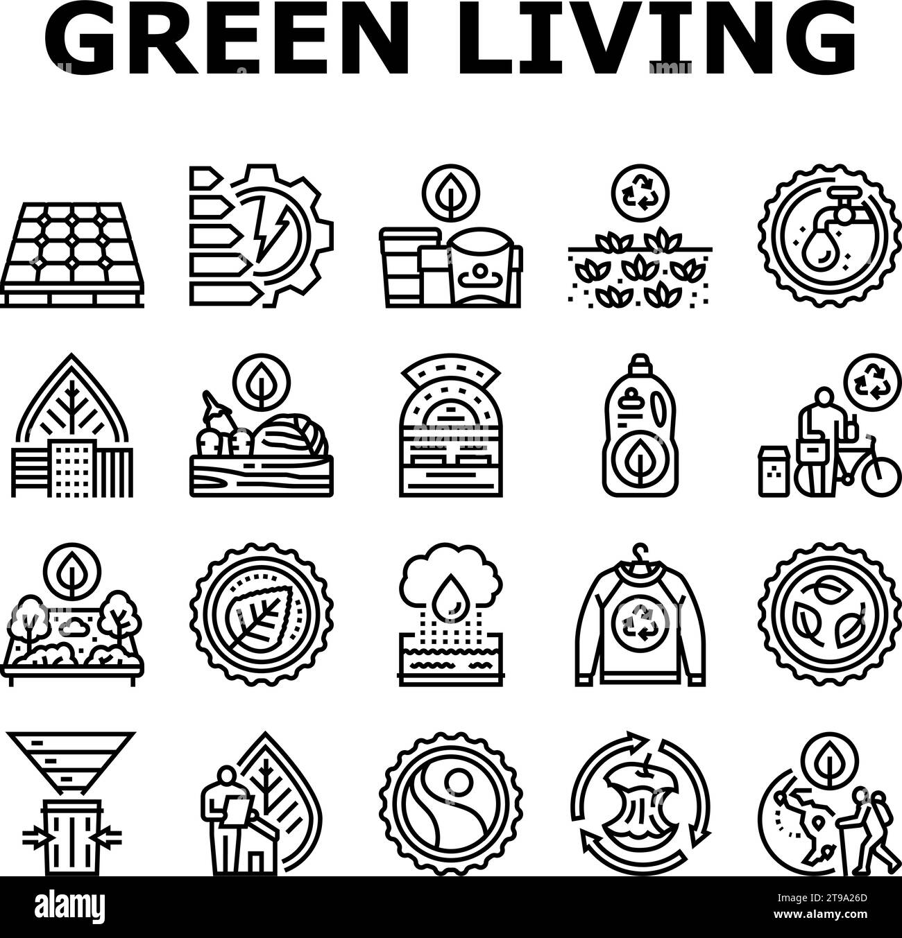 green life nature eco icons set vector Stock Vector Image & Art - Alamy
