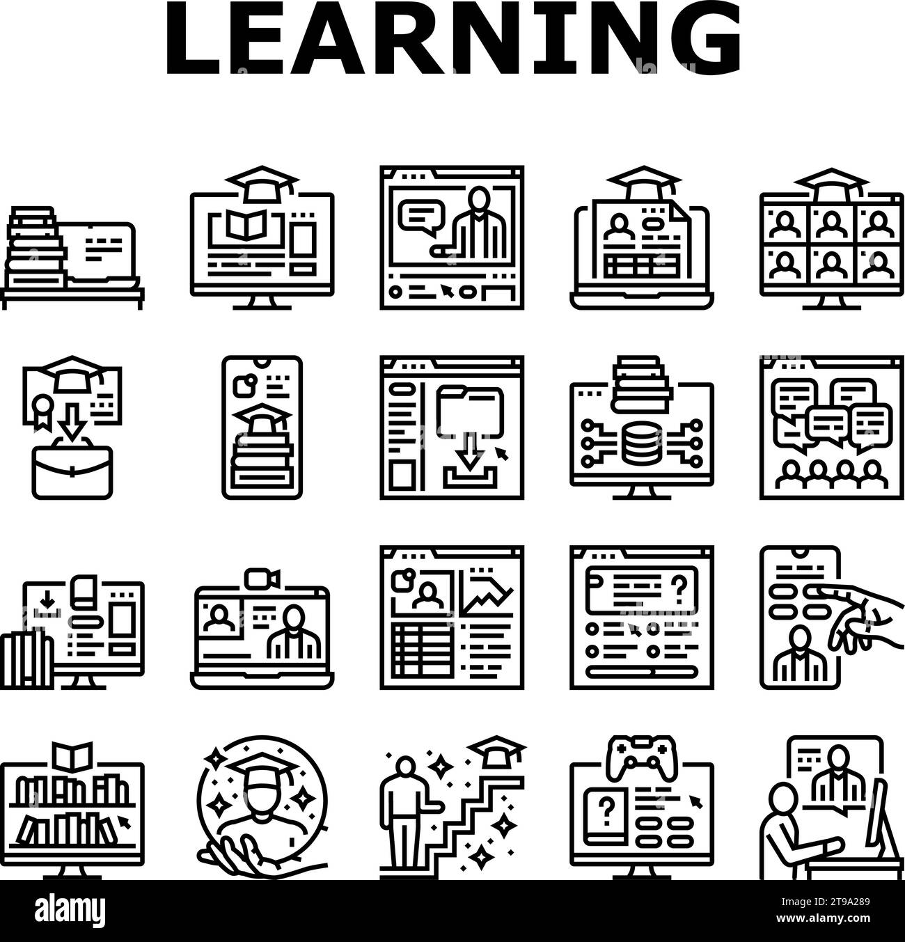 online learning platform web icons set vector Stock Vector Image & Art ...