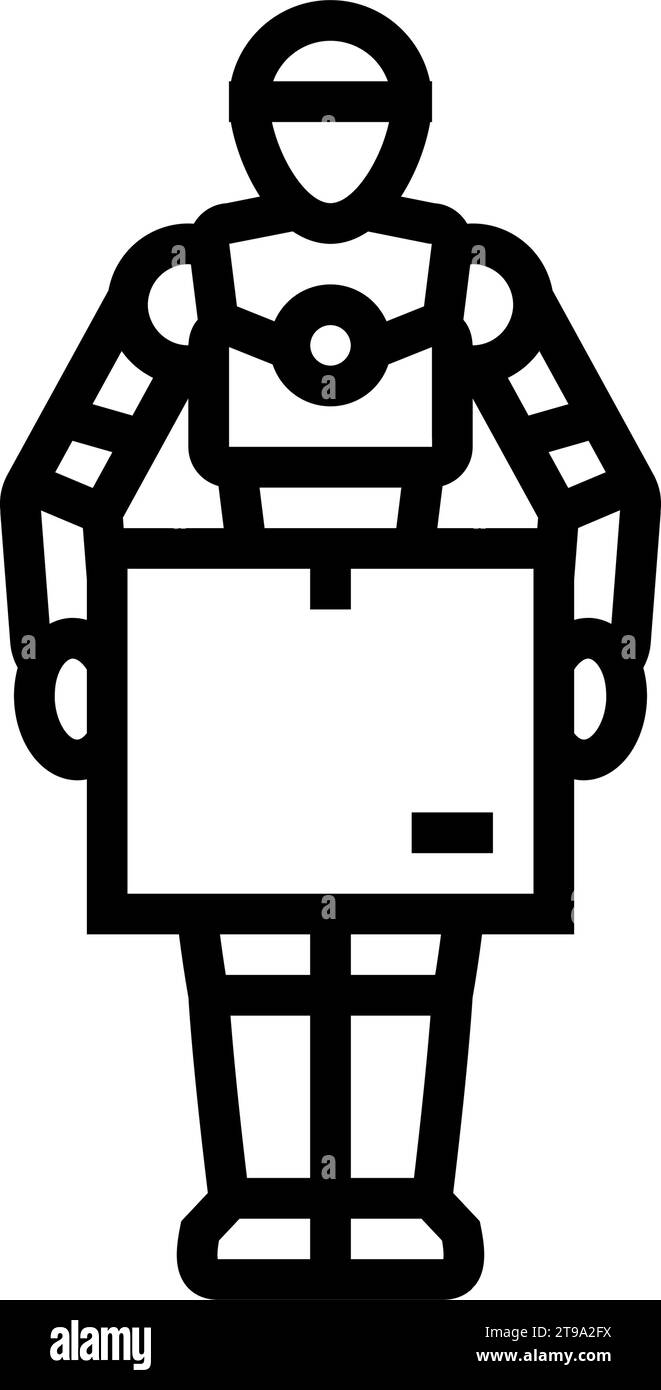 robot courier autonomous delivery line icon vector illustration Stock ...
