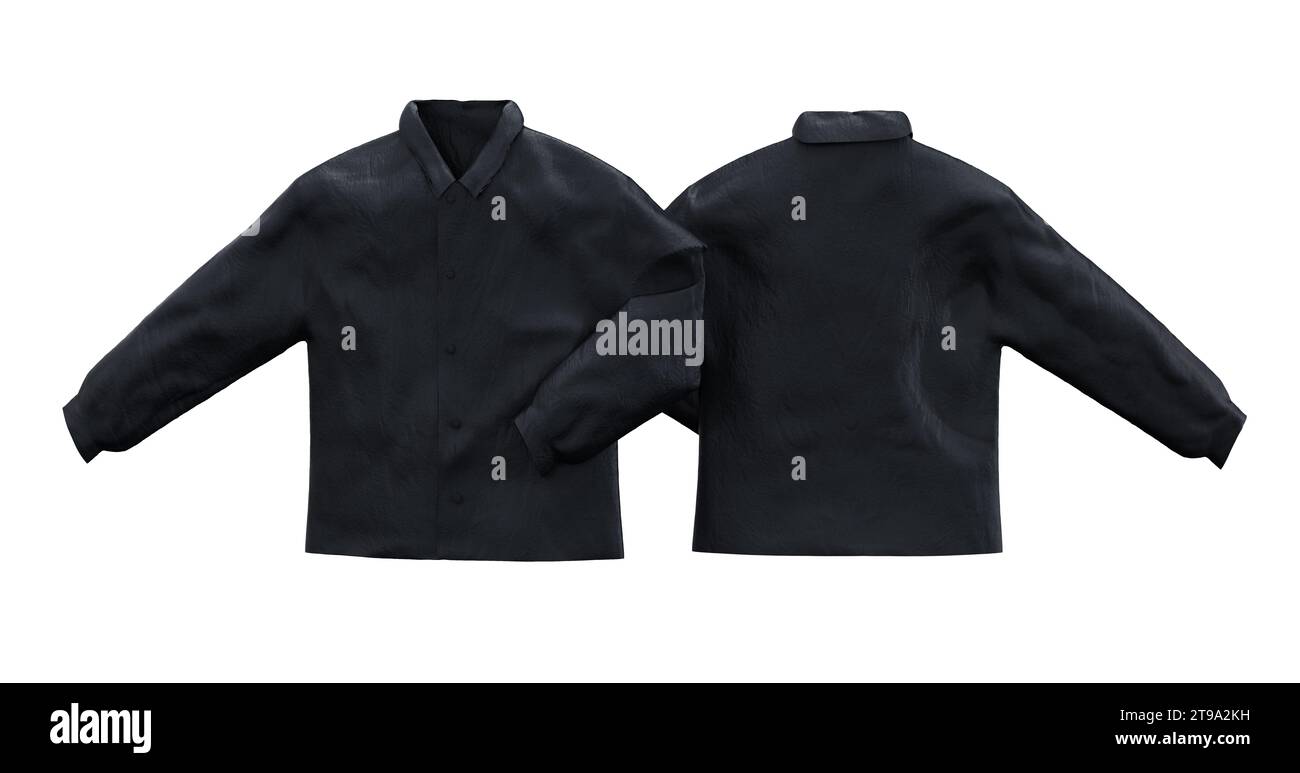 black shirt front and back view isolated on white. mockup Black color ...