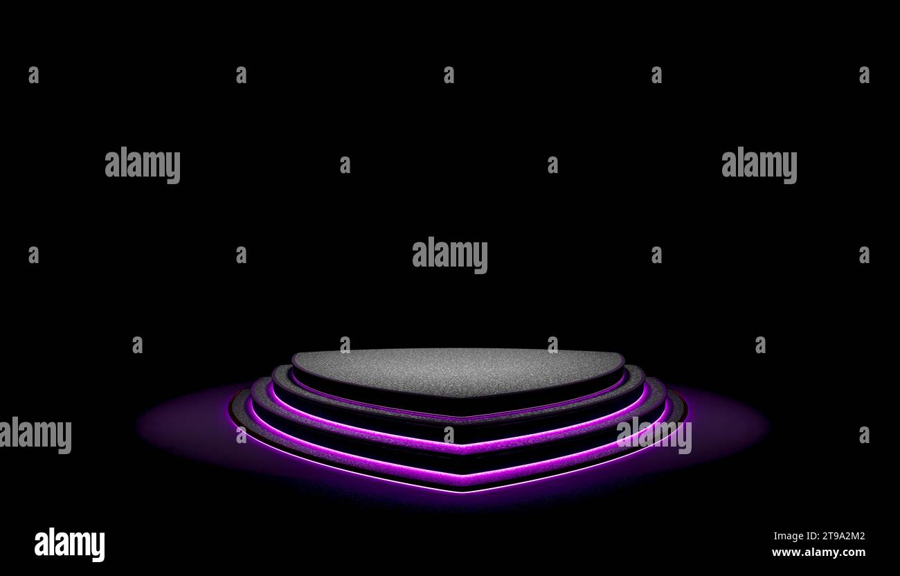 podium for product placement with purple lighting. Stage podium with ...