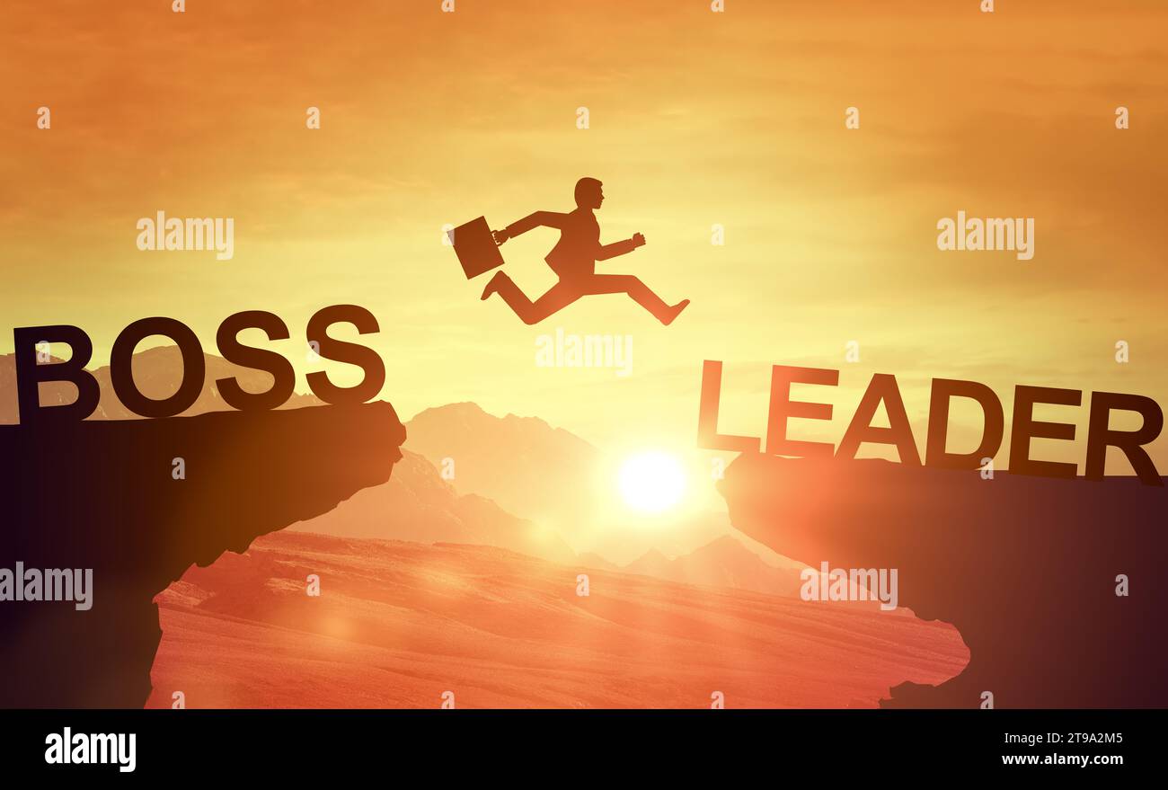 Silhouette Man jumping from Boss cliff to leader cliff. motivation for ...