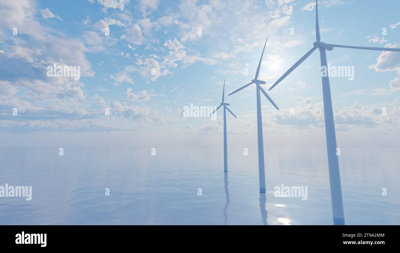 Offshore Wind Turbines Farm. Green ecological power energy generation ... Offshore Wind Turbines Farm. Green ecological power energy generation ...