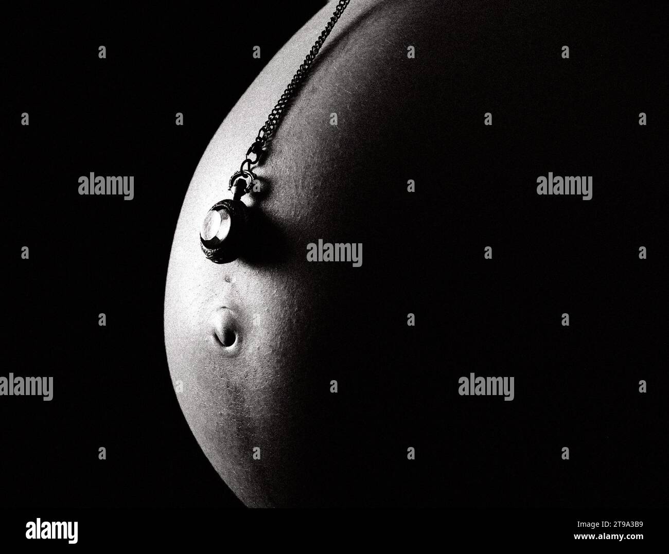 Pregnant belly in studio light Stock Photo - Alamy