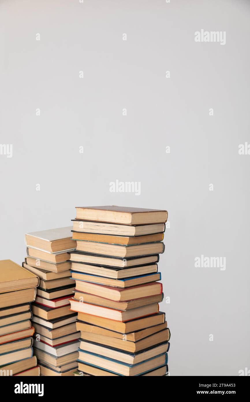 a stack of books on a white background in the library in the office ...