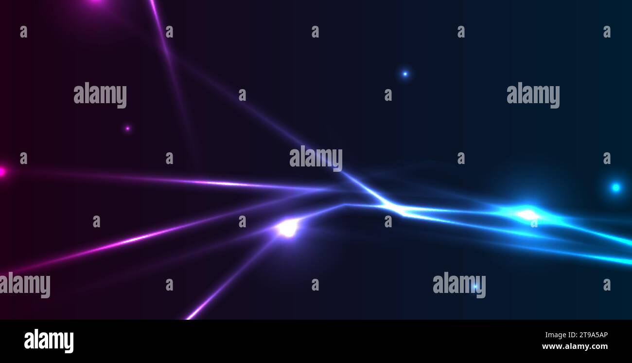 Blue ultraviolet neon glowing laser lines hi-tech background. Abstract futuristic vector design ...