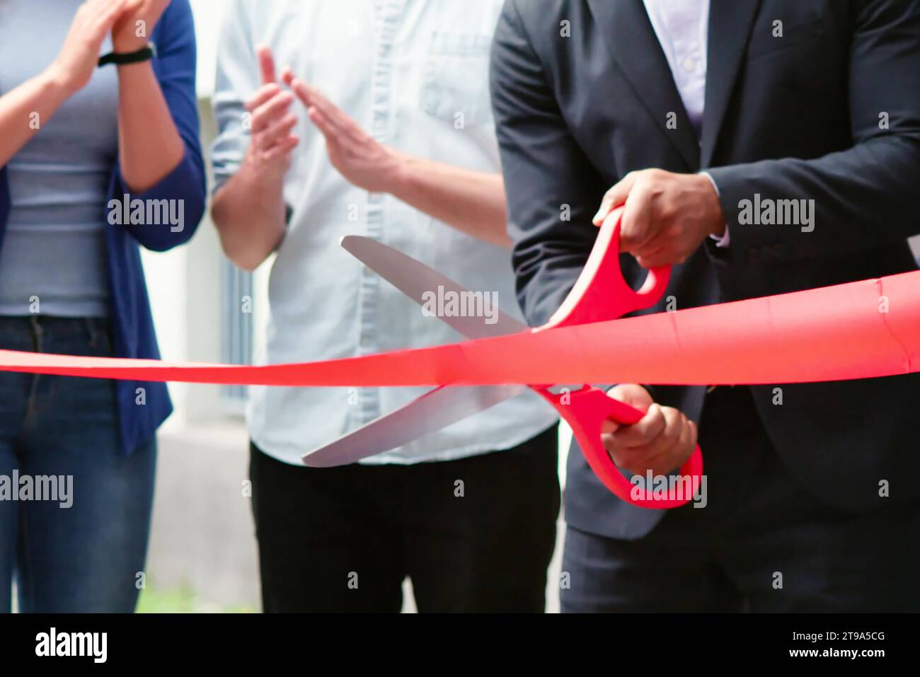 Virtual ribbon cutting hi-res stock photography and images - Alamy