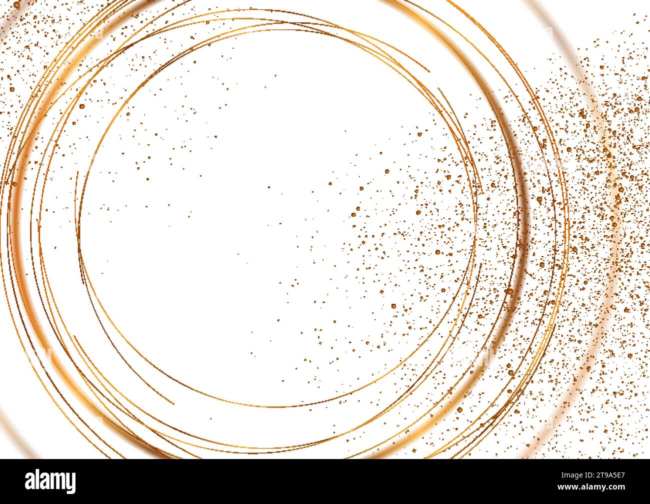 Golden minimal round lines and shiny dust particles abstract background ...