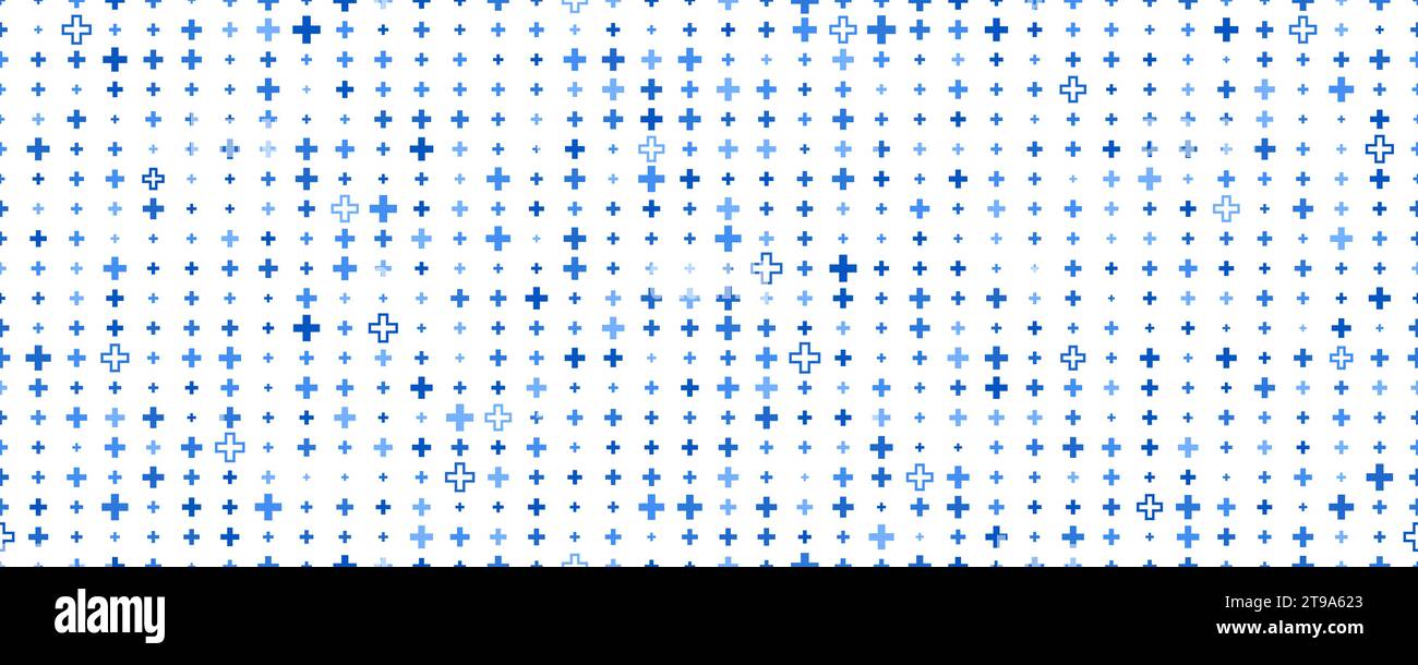 Medical cross and plus background. Abstract seamless blue pattern for ...