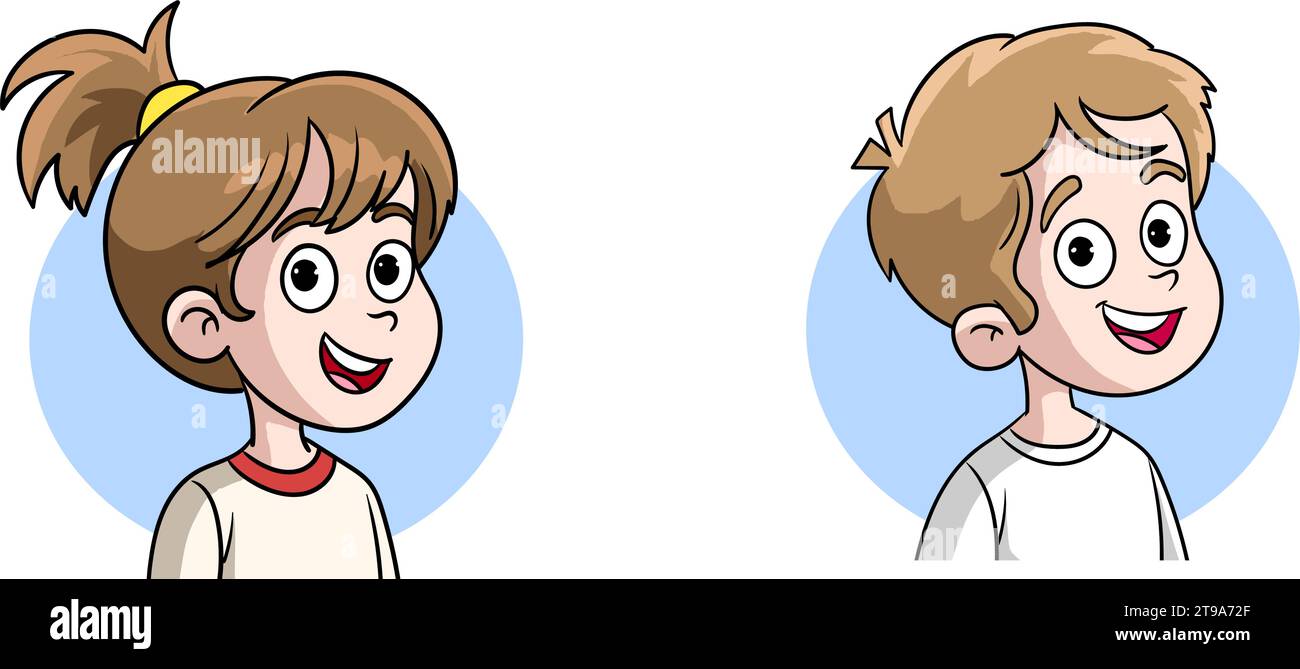 children portrait cartoon vector illustration Stock Vector Image & Art ...