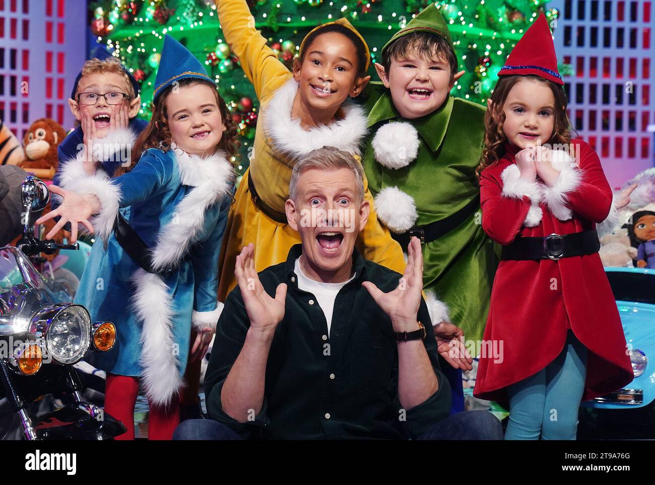 Host of The Late Late Show Patrick Kielty with (from left to right ...