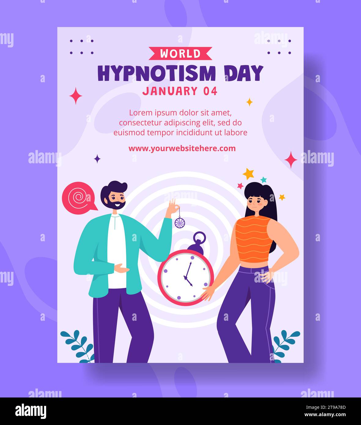Hypnotism Day Vertical Poster Flat Cartoon Hand Drawn Templates ...