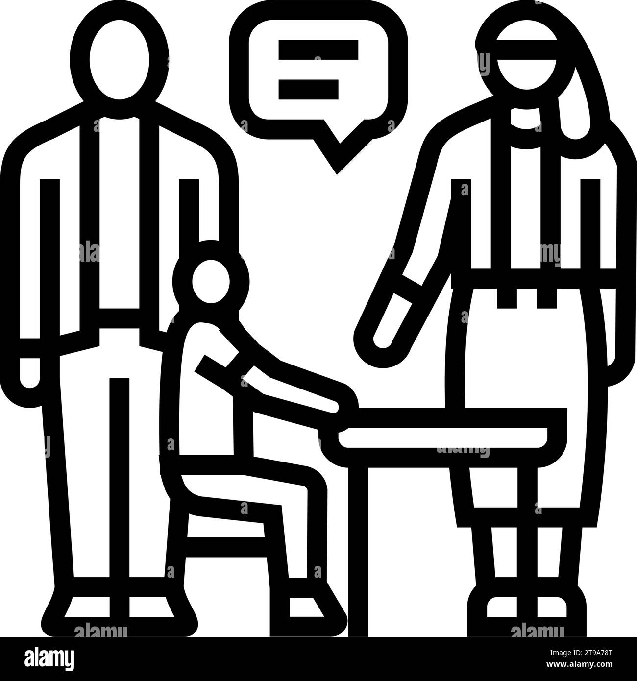 parent teacher meeting primary school line icon vector illustration ...