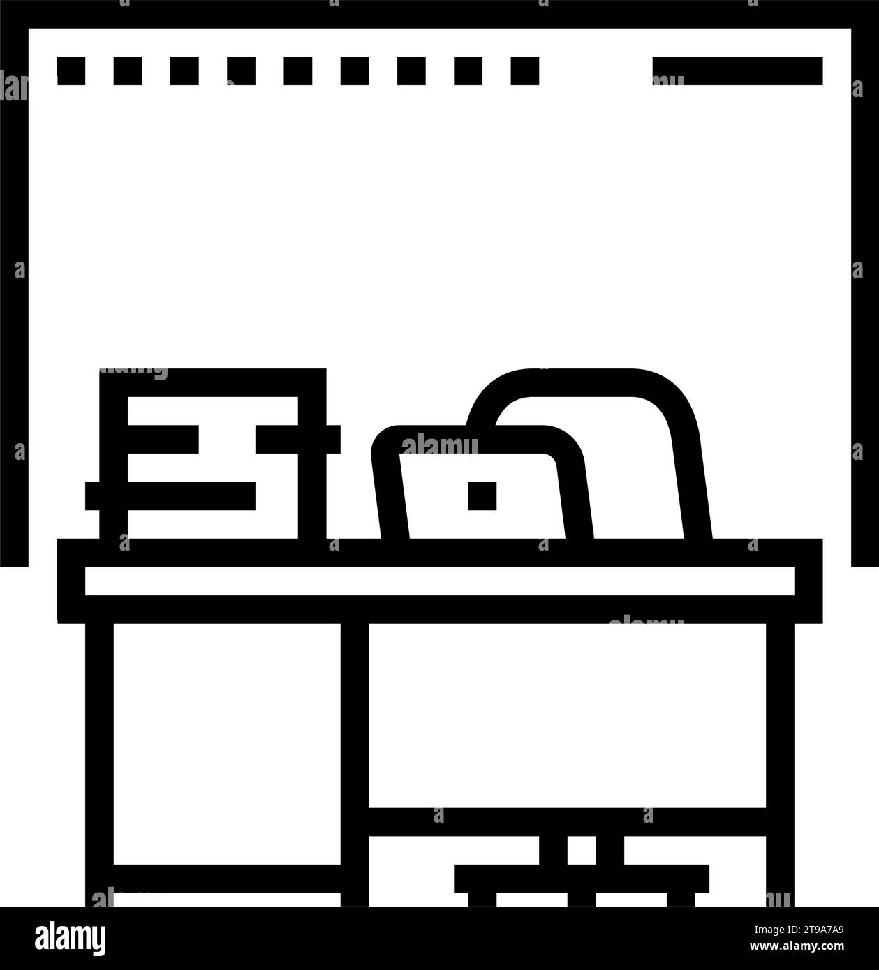 teacher desk primary school line icon vector illustration Stock Vector ...