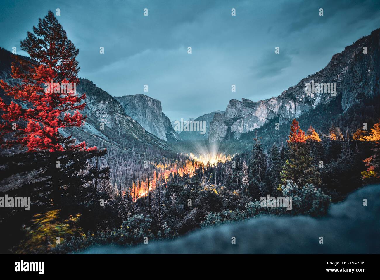 Lights in Yosemite Valley seen from the famous Tunnel View - Yosemite ...