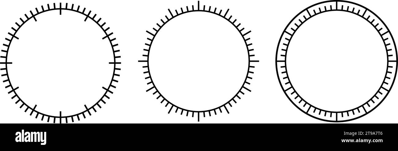 Blank mechanical clock face divided into seconds and minutes. Round ...