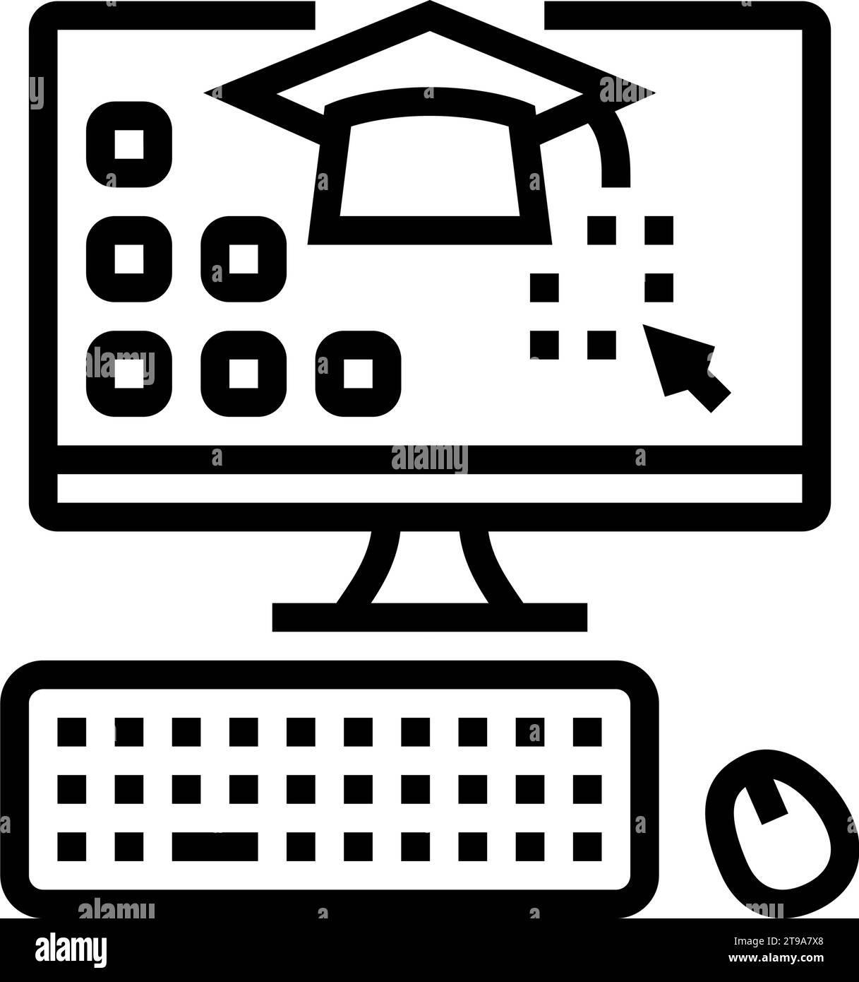 computer skills primary school line icon vector illustration Stock ...