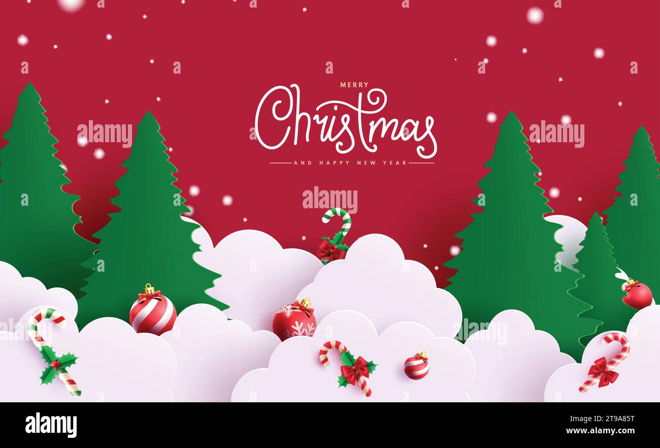 Christmas paper cut vector design. Merry chirtmas and happy new year ...