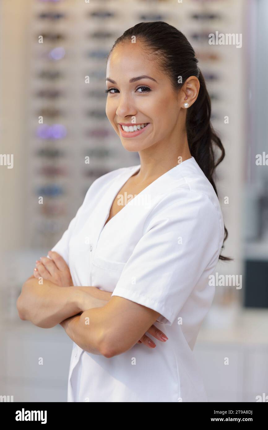 Portrait female optometrist arms hi-res stock photography and images ...