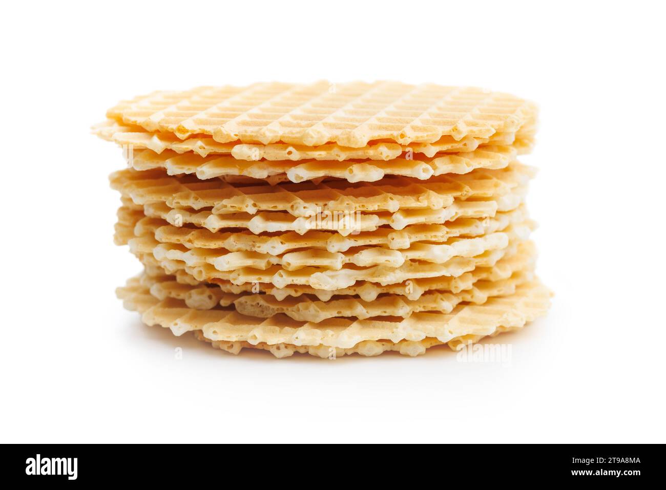 Round waffle biscuits isolated on the white background Stock Photo - Alamy