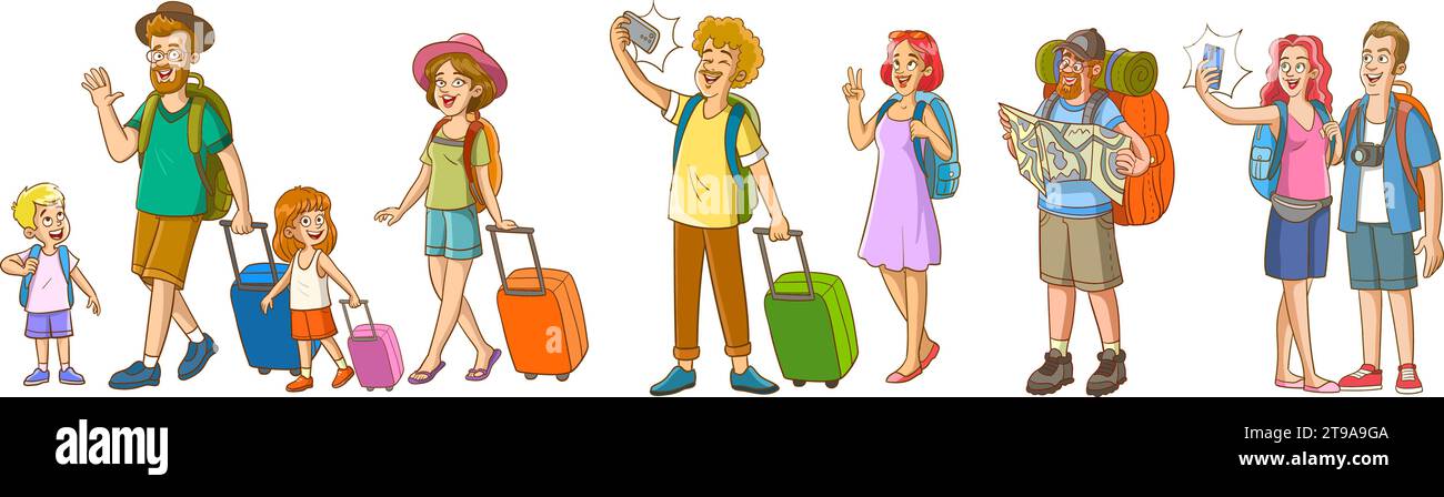 Family suitcases Stock Vector Images - Alamy