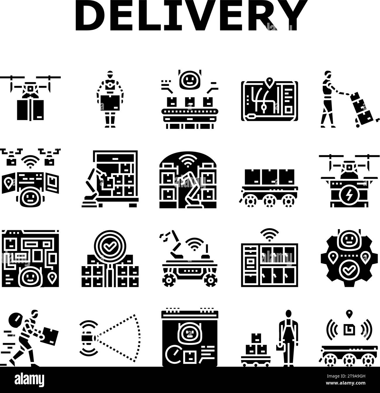 delivery autonomous robot icons set vector Stock Vector Image & Art - Alamy