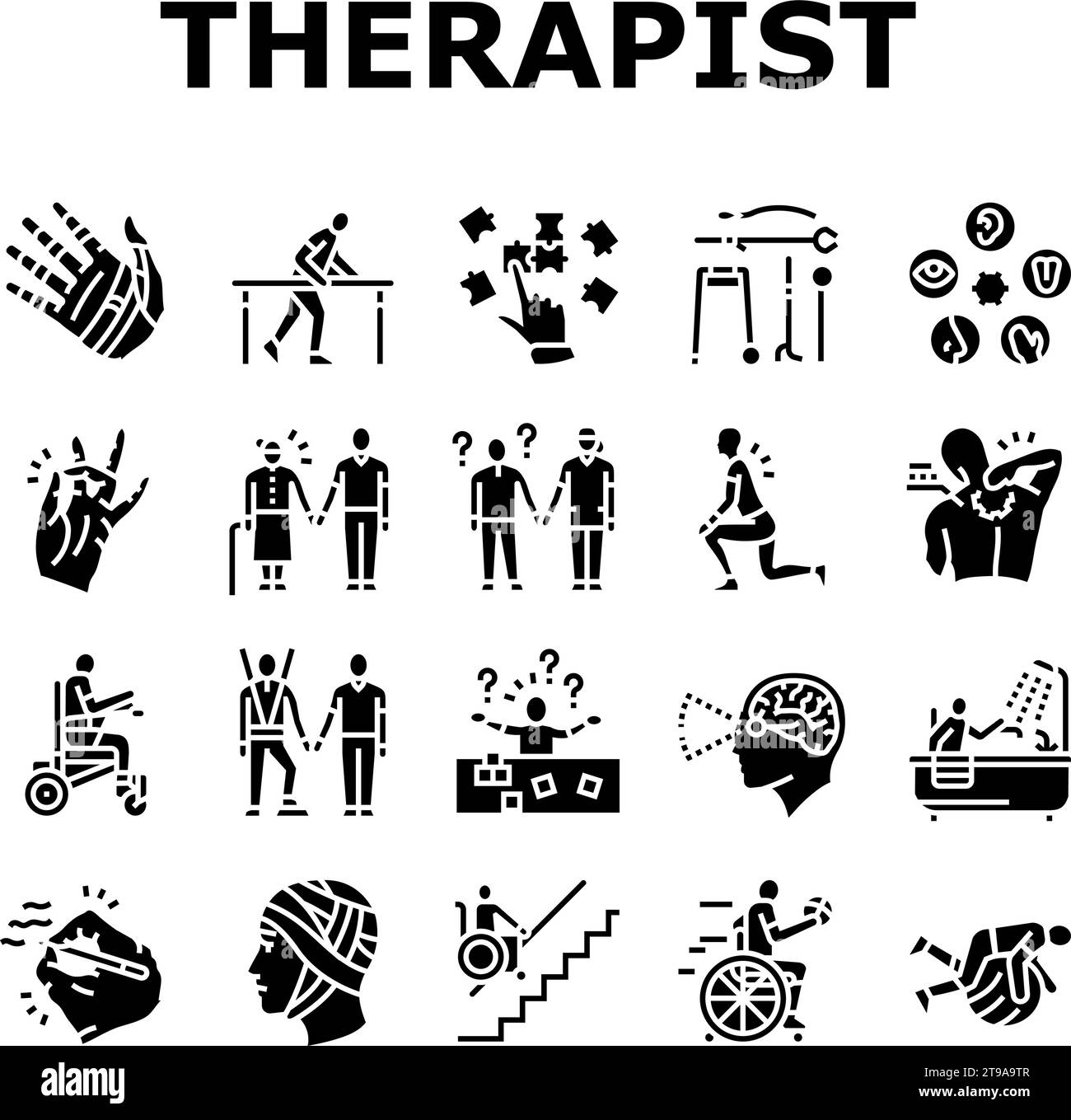 occupational therapist health icons set vector Stock Vector Image & Art ...