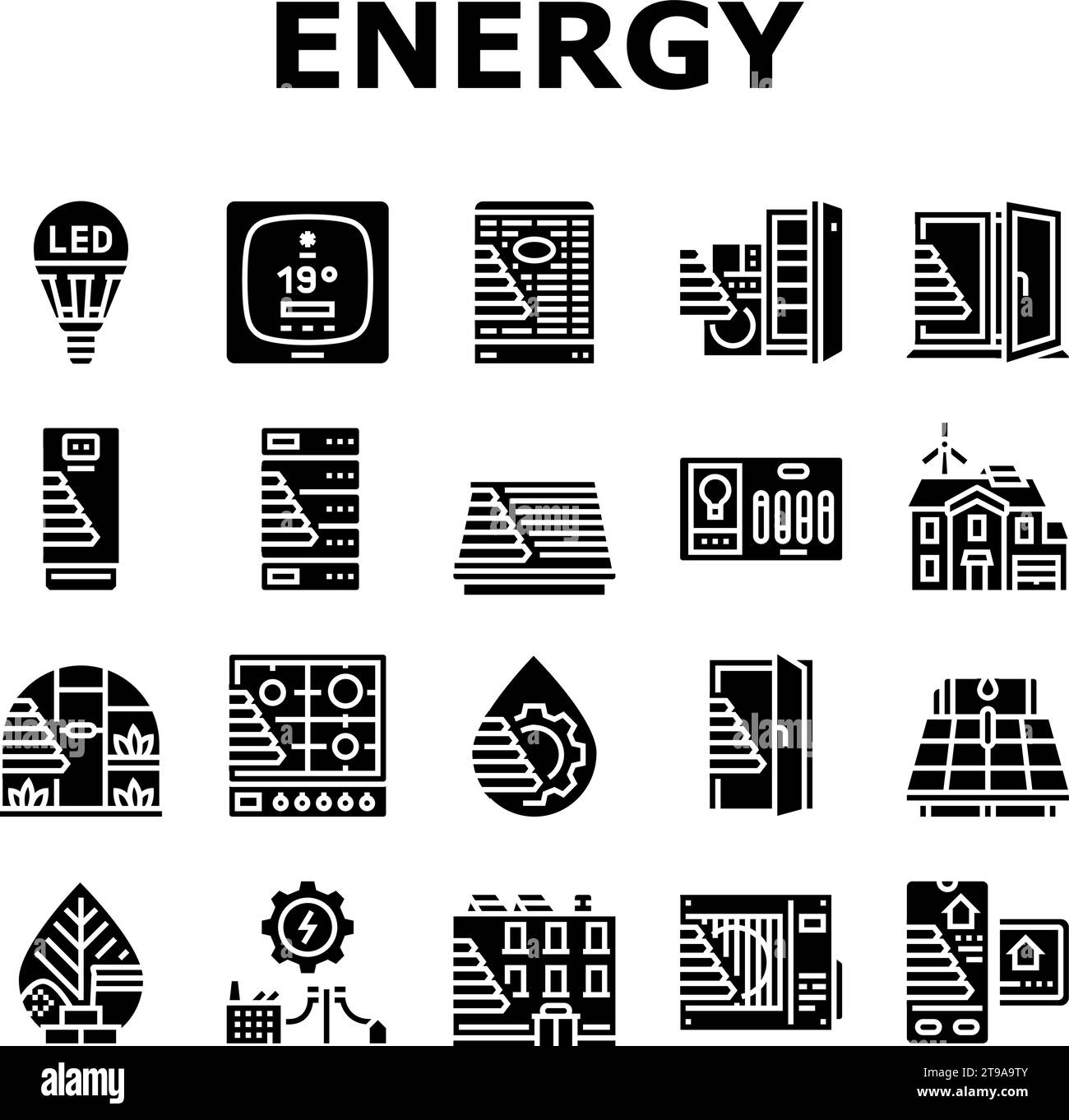 energy efficient technology green icons set vector Stock Vector Image ... energy efficient technology green icons set vector Stock Vector Image ...